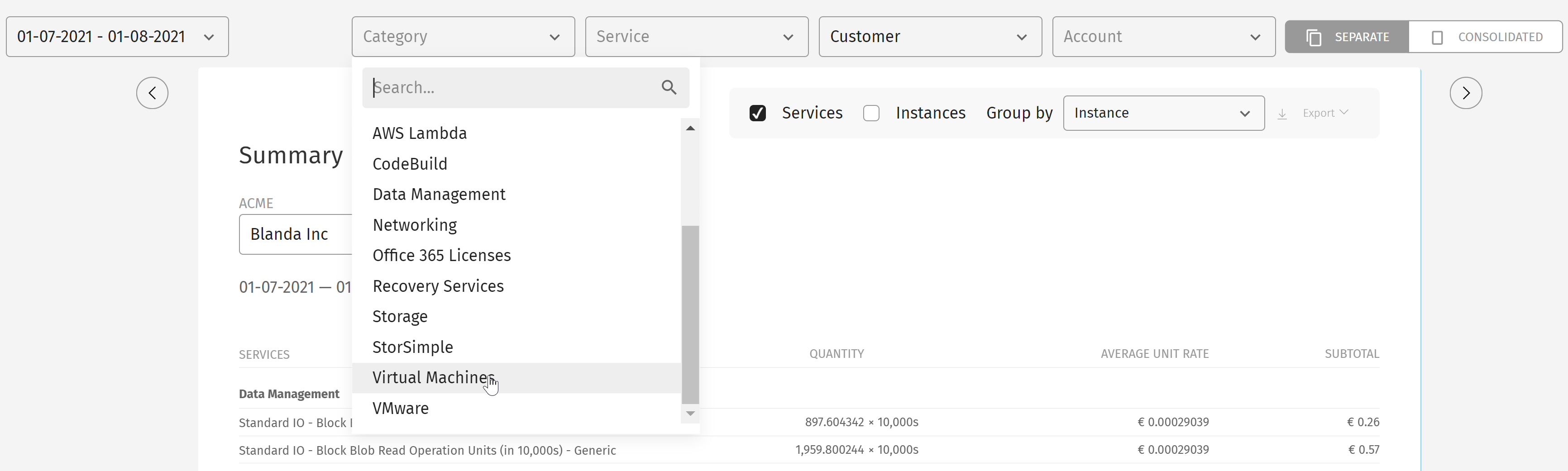 Summary | Unified billing of your cloud and IT resource spend